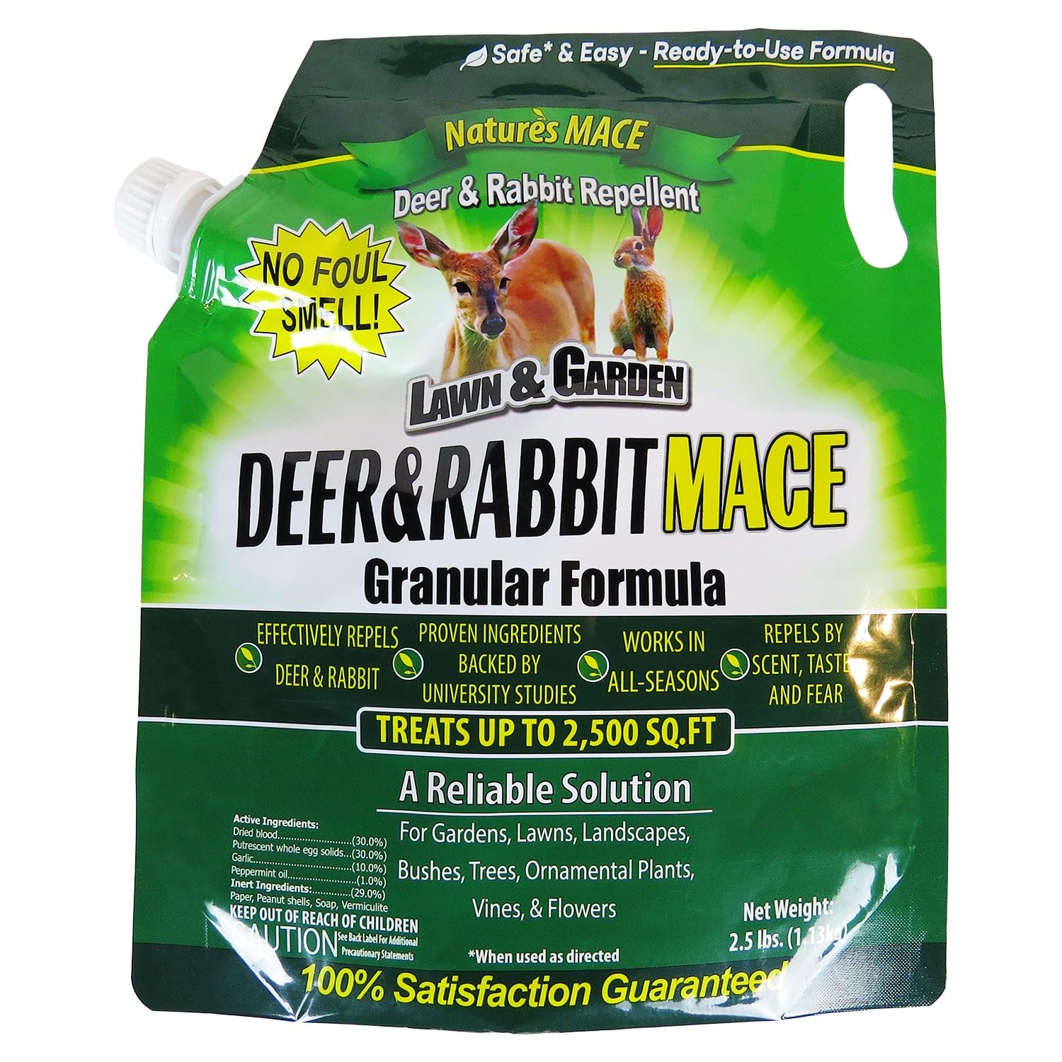 Nature's MACE Granular Deer Repellent 2.5lb, Repel Deer from Your Garden, Yard, Flowers, Protect Plants Fast, Create a Deer Free Barrier, Deer Repellent for Plants, Deer and Rabbit Repellent