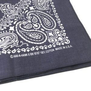 HAV-A-HANK Genuine MADE IN USA Bandanna Handkerchief 22 in Extra Large Bandana [5 Pack] (Navy)