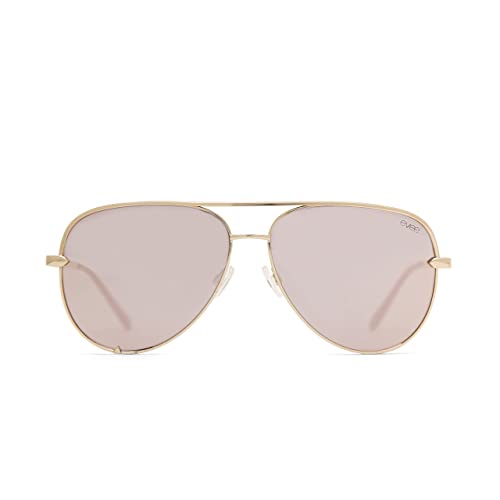 EVEE Fashionable Metal Aviator Sunglasses with Oversize Flat Reflective Mirror Lenses (GEMINI) (Gold, 64)