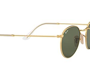 Ray-Ban RB3447N Round Flat Lens Sunglasses, Gold/G-15 Green, 50 mm