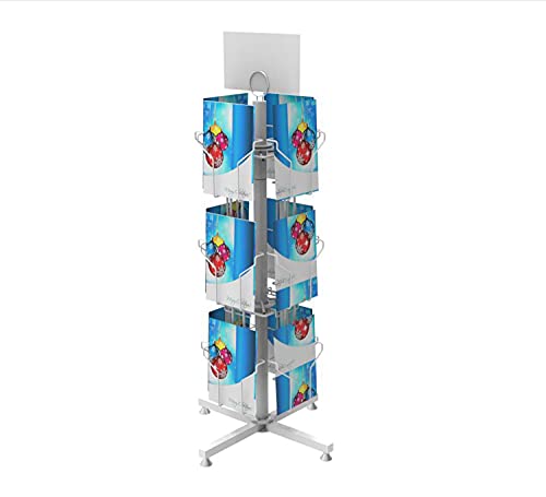 11702-white FixtureDisplays 14 X 14 X 30" 12 Vertical Pockets Spinning Greeting/Post Card Rack 11702-WHITE