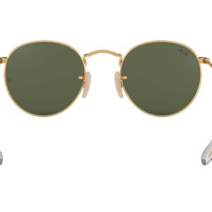 Ray-Ban RB3447N Round Flat Lens Sunglasses, Gold/G-15 Green, 50 mm