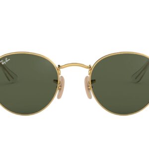 Ray-Ban RB3447N Round Flat Lens Sunglasses, Gold/G-15 Green, 50 mm