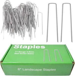 mysit 50x 6-inch galvanized ground garden staples stakes pins, lawn landscape staples weed fabric staple, heavy-duty 11 gauge anti-rust steel sod anchor securing pegs(sodstaple_11ga_ar50)