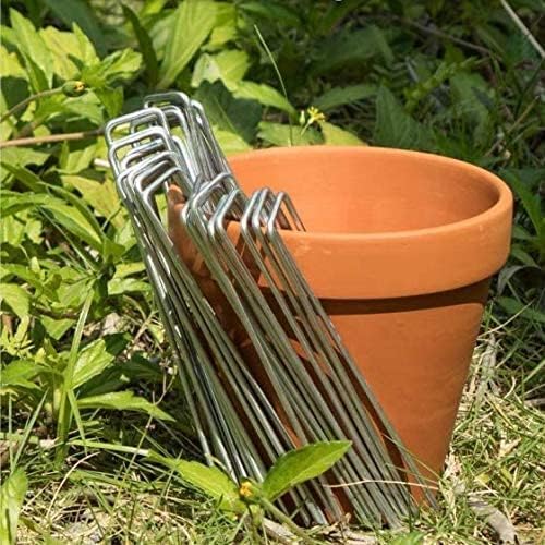 MySit 50x 6-Inch Galvanized Ground Garden Staples Stakes Pins, Lawn Landscape Staples Weed Fabric Staple, Heavy-Duty 11 Gauge Anti-Rust Steel Sod Anchor Securing Pegs(SodStaple_11Ga_AR50)