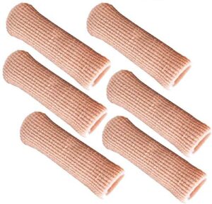 sohler 6 packs closed toe caps finger covers sleeve protectors, stretchable fabric lined with soft gel (small 3/8"x 2-1/2")