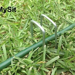 MySit 50x 6-Inch Galvanized Ground Garden Staples Stakes Pins, Lawn Landscape Staples Weed Fabric Staple, Heavy-Duty 11 Gauge Anti-Rust Steel Sod Anchor Securing Pegs(SodStaple_11Ga_AR50)