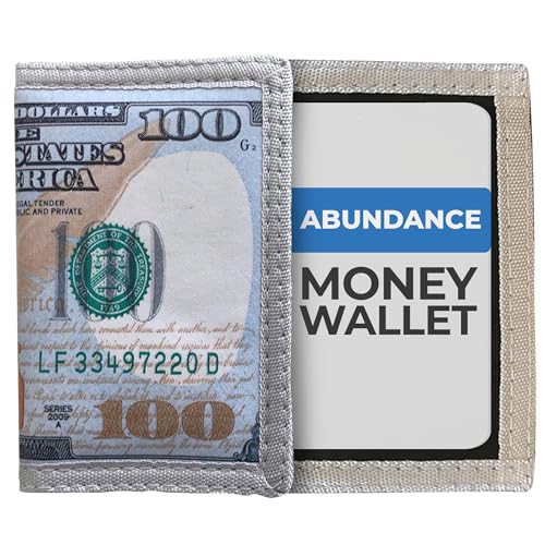 LUCKBOOSTIUM $100 Trifold Wallet - US Dollar Bill Wallet for Men - Money Wallet for Women - Leather Wallet with Card Slot and ID Window - Billfold Wallet for Teen, Boys, Kids