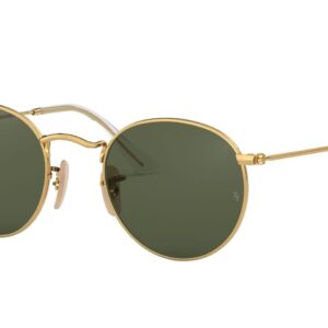 Ray-Ban RB3447N Round Flat Lens Sunglasses, Gold/G-15 Green, 50 mm