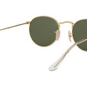 Ray-Ban RB3447N Round Flat Lens Sunglasses, Gold/G-15 Green, 50 mm