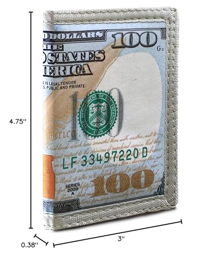 LUCKBOOSTIUM $100 Trifold Wallet - US Dollar Bill Wallet for Men - Money Wallet for Women - Leather Wallet with Card Slot and ID Window - Billfold Wallet for Teen, Boys, Kids