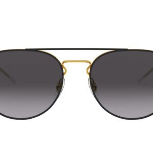 Ray-Ban RB3589 Square Sunglasses, Black On Gold/Light Grey Gradient Dark Grey, 55 mm