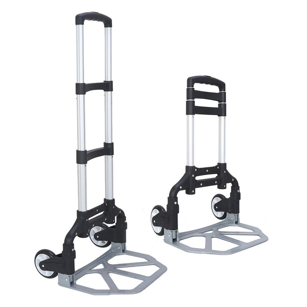 FCH Folding Hand Truck Aluminum Portable Folding Hand Cart 165lbs Capacity Hand Cart and Dolly Ideal for Home, Auto, Office,Travel Use,Black