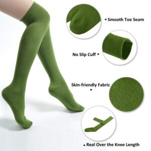 MEIKAN Orange Thigh High Stocking Women, Knee High Socks Velma Custome Socks Posing Ivy Socks Women's Green Orange Over Knee High Tights Mustard Yellow Red Green 3 Pairs