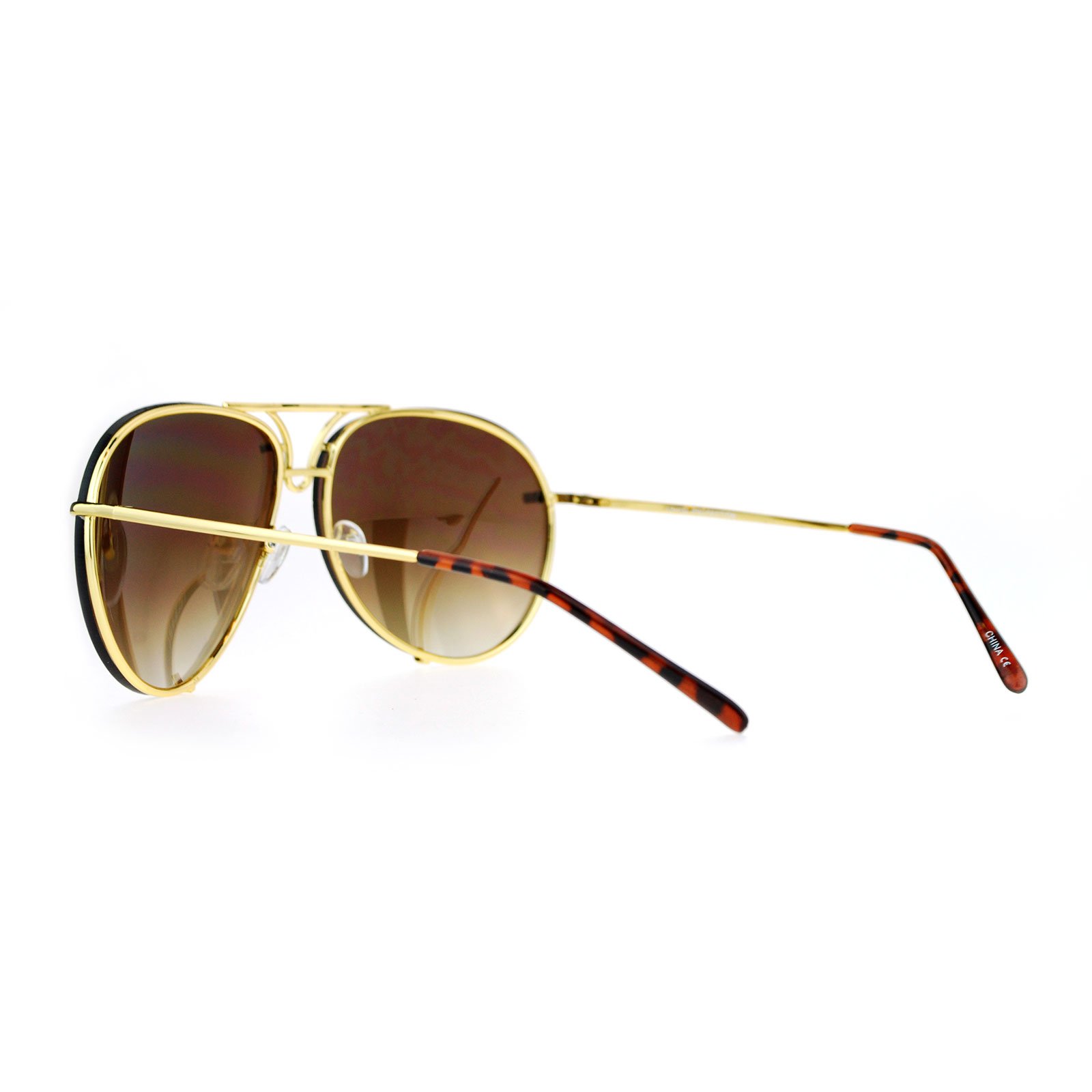 JuicyOrange Oversized Round Aviator Sunglasses Metal Rims Gold, Gold Mirror Lens