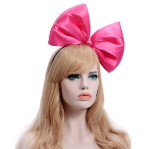 BUYITNOW Women Huge Bow Headband Cute Bowknot Hair Hoop for Halloween Cosplay, Hotpink, One size