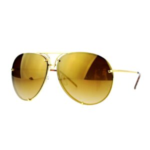 juicyorange oversized round aviator sunglasses metal rims gold, gold mirror lens