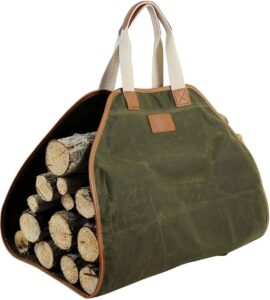 canvas log carrier bag,waxed durable wood tote,fireplace stove accessories,extra large firewood holder with handles for camping