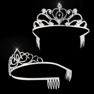 Exacoo Pack of 2 Rhinestone Tiara Crown Exquisite Headband Comb Pin Wedding Bridal Birthday Tiaras