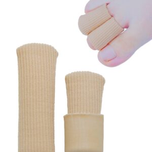 SOHLER 6 Packs Closed Toe Caps Finger Covers Sleeve Protectors, Stretchable Fabric Lined with Soft Gel (Small 3/8"x 2-1/2")