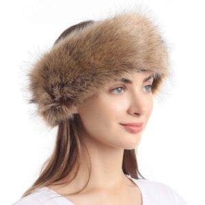 LA CARRIE Faux Fur Headband with Stretch Women's Winter Earwarmer Earmuff (Natural)