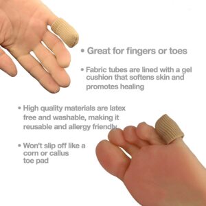 SOHLER 6 Packs Closed Toe Caps Finger Covers Sleeve Protectors, Stretchable Fabric Lined with Soft Gel (Small 3/8"x 2-1/2")