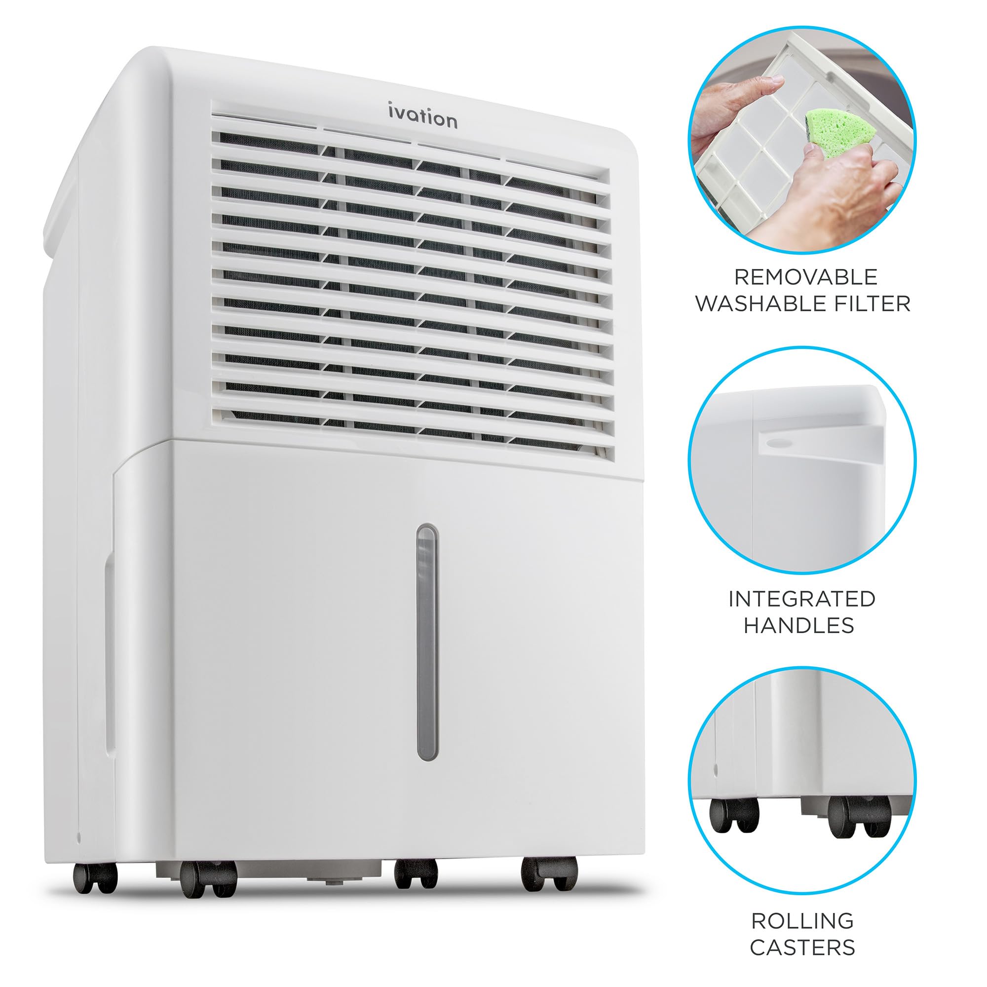 Ivation 4,500 Sq Ft Dehumidifier with Pump, Large Capacity Compressor Includes Programmable Humidity, Hose Connector, Auto Shutoff and Restart and Washable Filter (4,500 Sq Ft W/Pump)