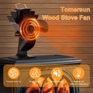 Tomersun 3 Blades Heat Powered Stove Fan for Wood/Log Burner/Fireplace