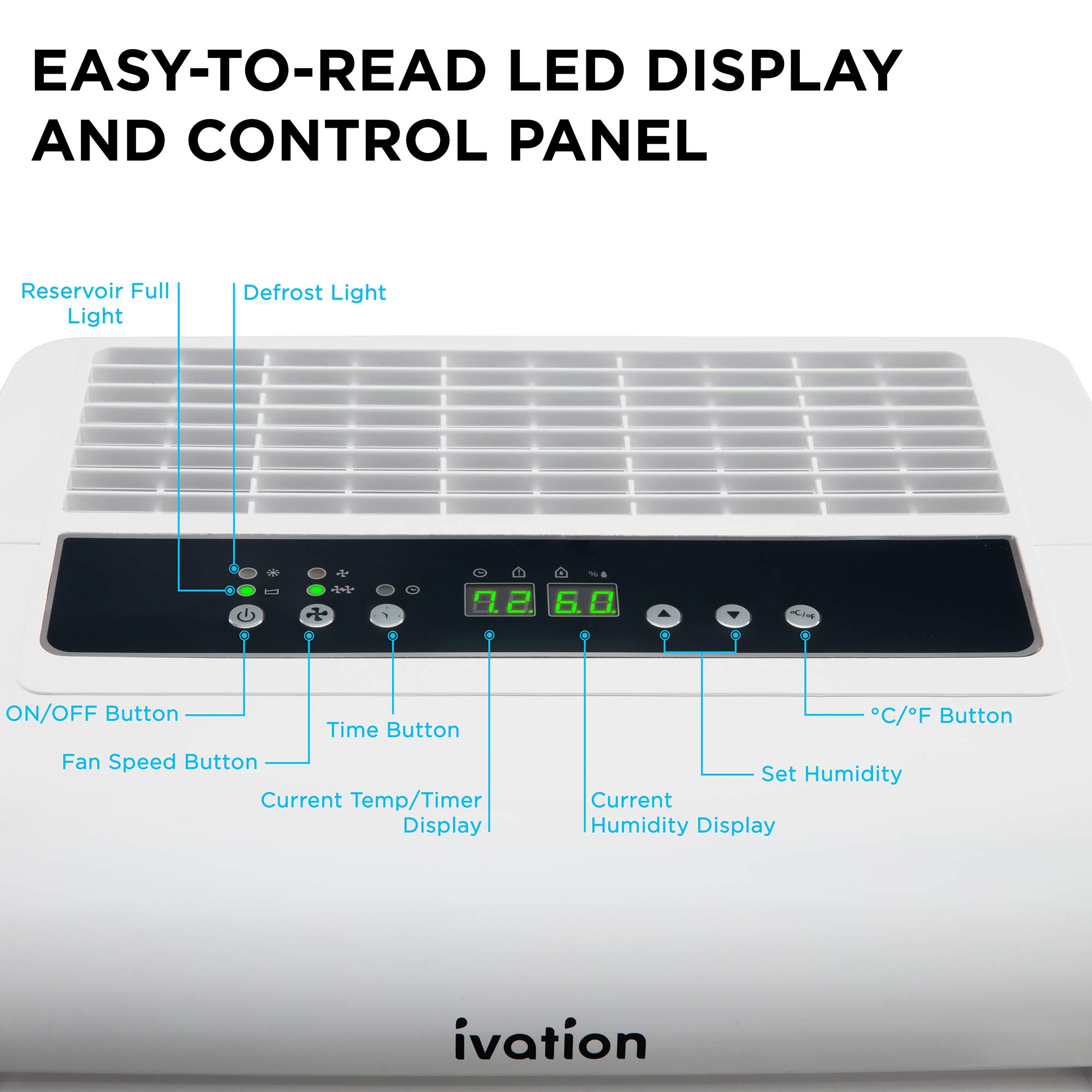 Ivation 4,500 Sq Ft Dehumidifier with Pump, Large Capacity Compressor Includes Programmable Humidity, Hose Connector, Auto Shutoff and Restart and Washable Filter (4,500 Sq Ft W/Pump)