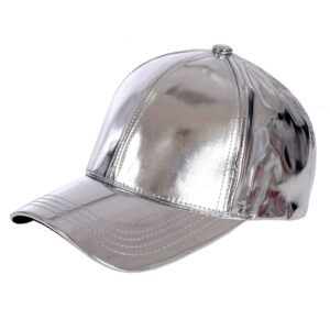 gary majdell sport unisex metallic baseball cap with adjustable strap (silver)