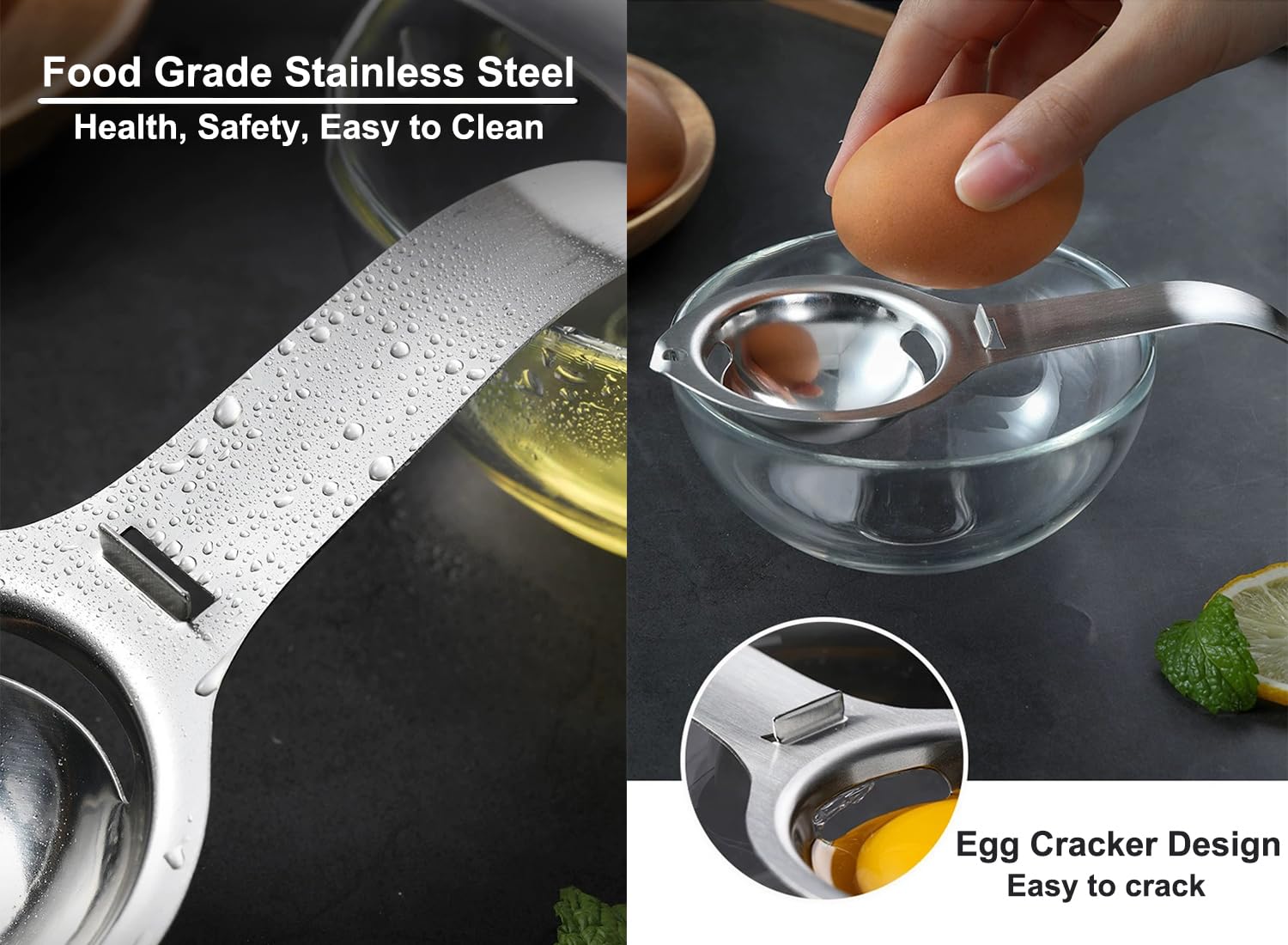 Egg Separator Egg Yolk White Filter Food Grade Egg Divider Stainless Steel Egg Sieve Kitchen Gadget Cooking/Baker Tool Egg Extractor