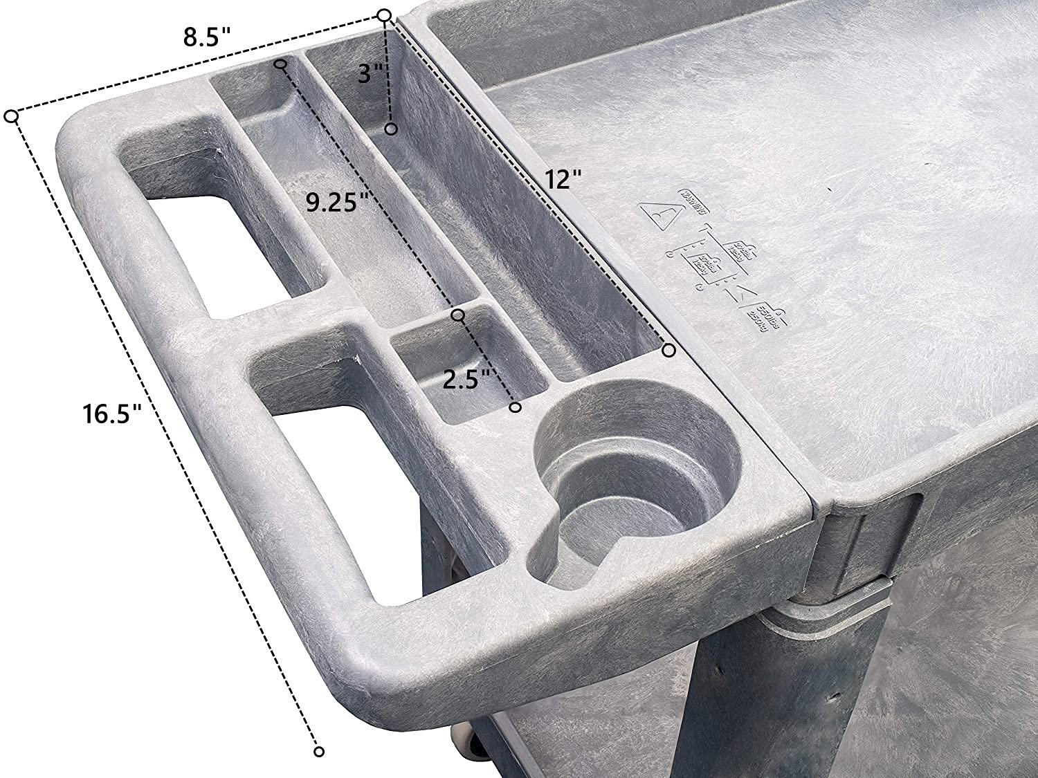 550lb Capacity Heavy Duty Plastic Utility Cart 40" L x 17-1/4" W with Handle 2 Shelves Pake Handling Tools