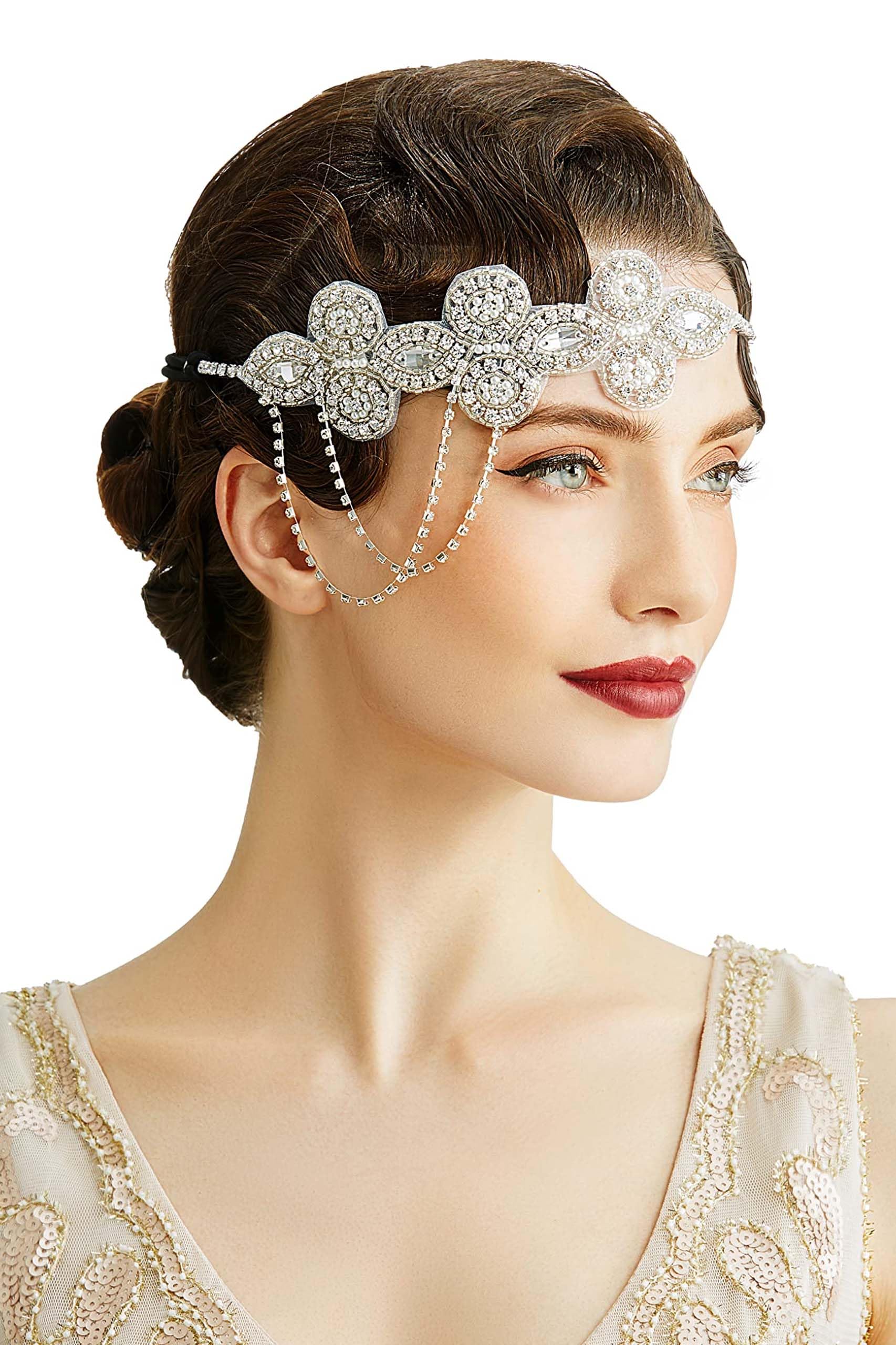 BABEYOND 1920s Flapper Headband Crystal Great Gatsby Headpiece Roaring 20s Flapper Gatsby Hair Accessories