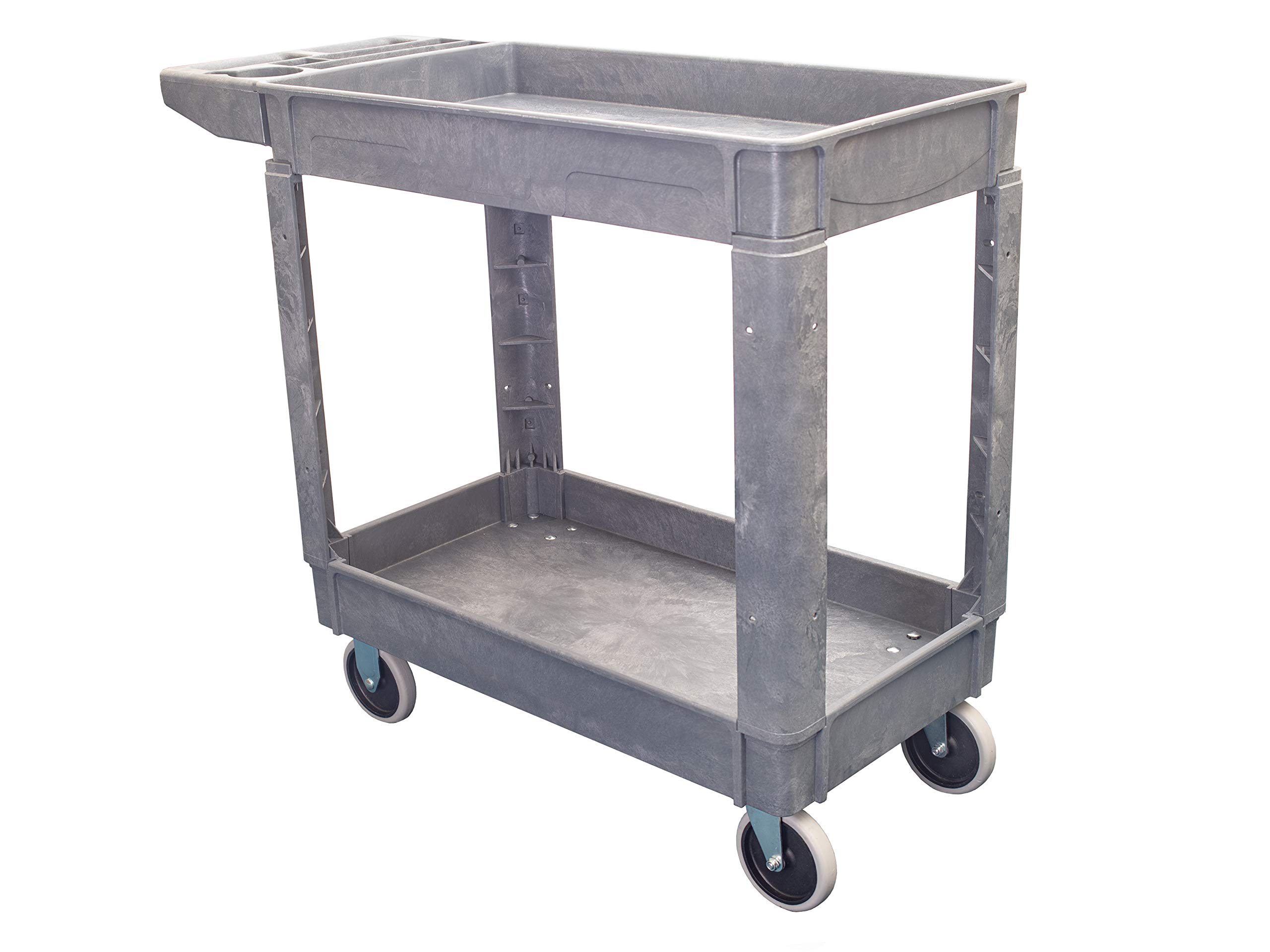 550lb Capacity Heavy Duty Plastic Utility Cart 40" L x 17-1/4" W with Handle 2 Shelves Pake Handling Tools