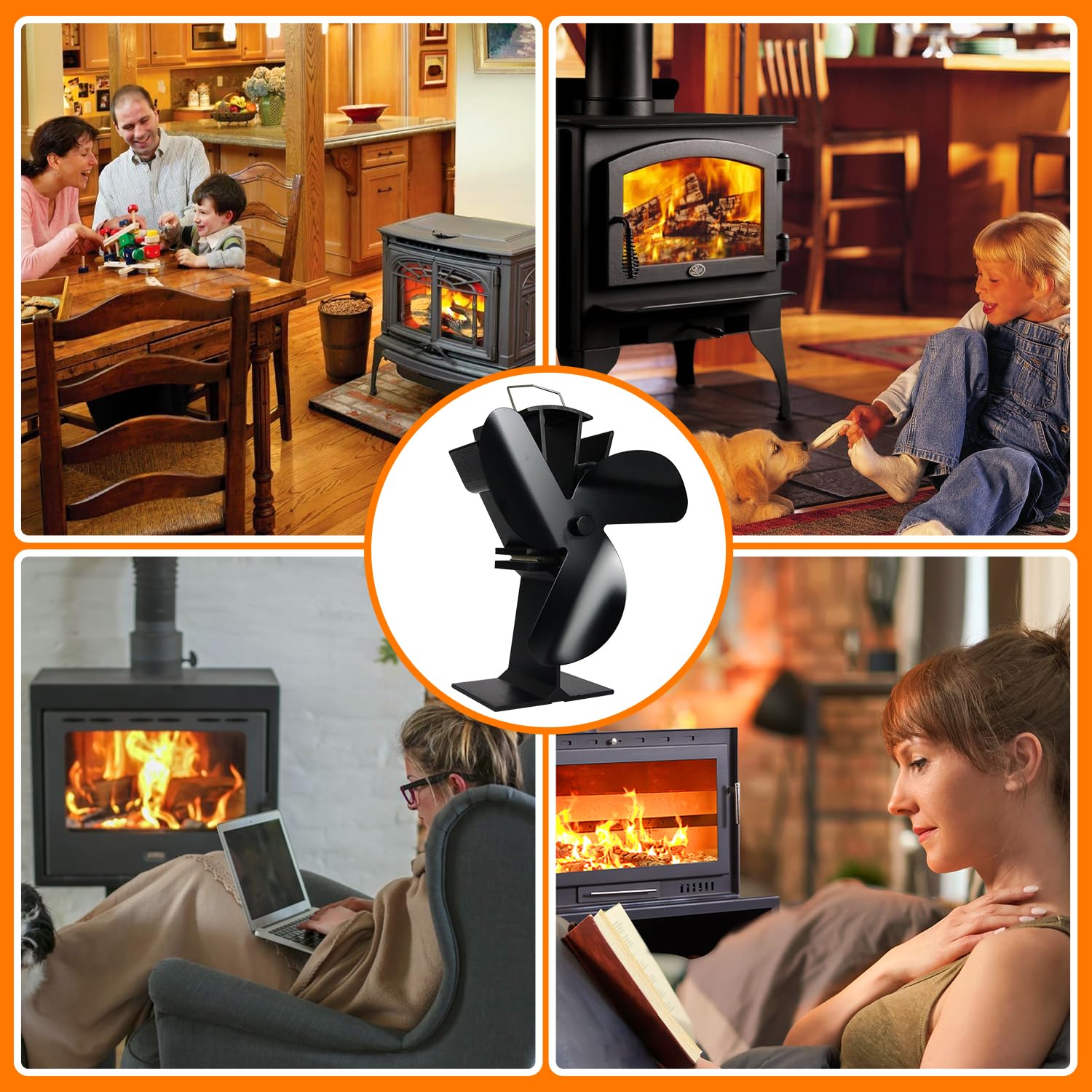 Tomersun 3 Blades Heat Powered Stove Fan for Wood/Log Burner/Fireplace