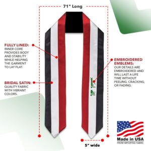 Vision Wear - Iraq Flag Graduation Sash/Stole - Luxurious Cultural Symbol - Embrace Your Heritage - Pride & Honor Sash