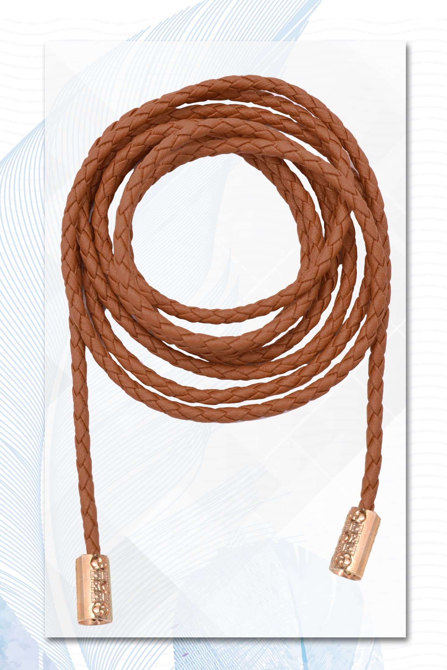 TeeYee Women PU Leather Knitted Waist String Belt/Rope/Chain Long Boho Wrap Skinny Belt (one size, tan)