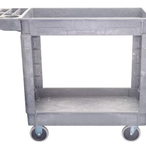 550lb Capacity Heavy Duty Plastic Utility Cart 40" L x 17-1/4" W with Handle 2 Shelves Pake Handling Tools