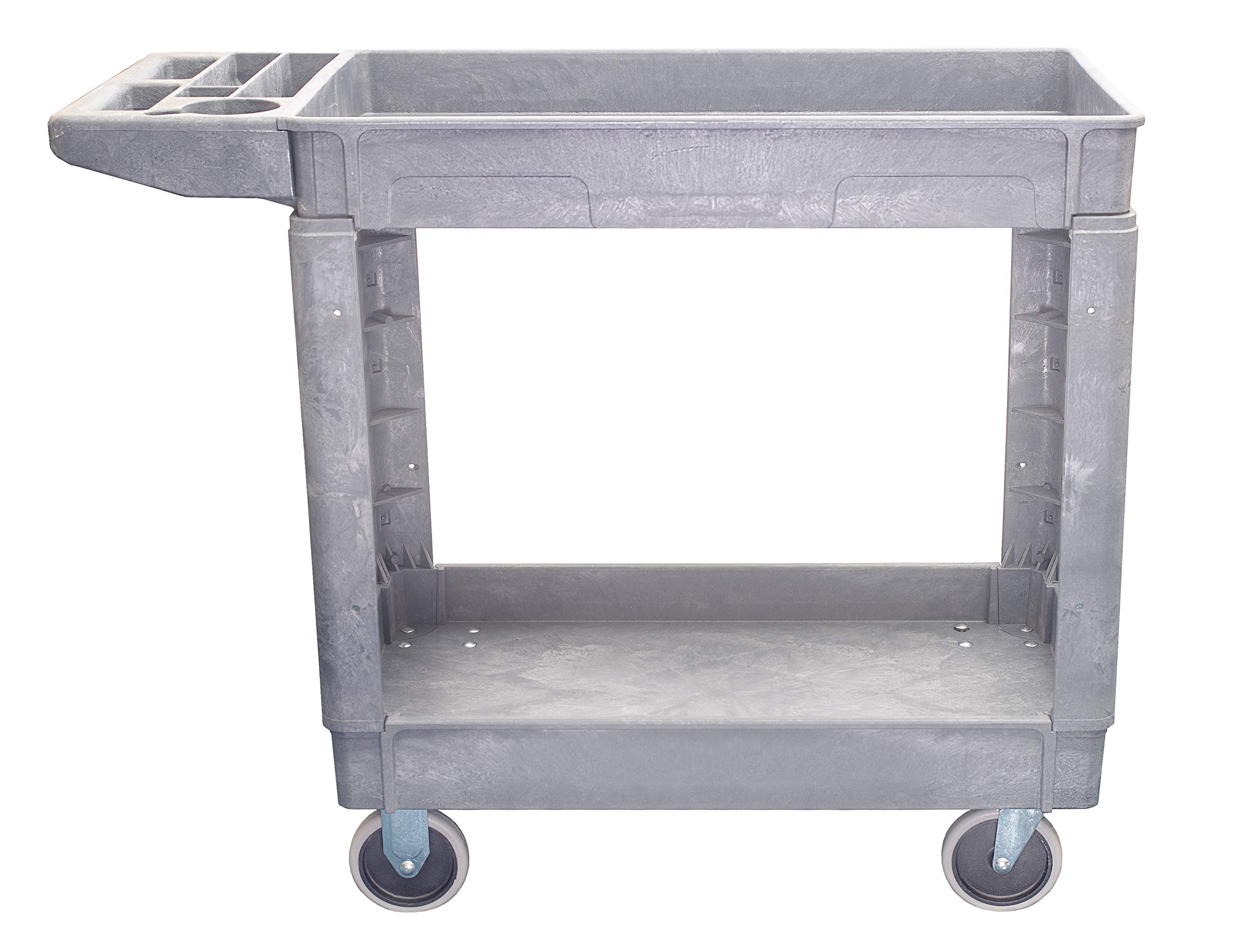 550lb Capacity Heavy Duty Plastic Utility Cart 40" L x 17-1/4" W with Handle 2 Shelves Pake Handling Tools