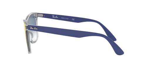 Ray-Ban Rb4440n Blaze Wayfarer Square Sunglasses, Matte Transparent/Clear Gradient Blue Mirrored Red, 41 mm