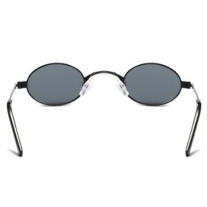 kimorn Sunglasses Small Round Metal Frame Oval Candy Colors Unisex Sun Glasses K0577 (Black)