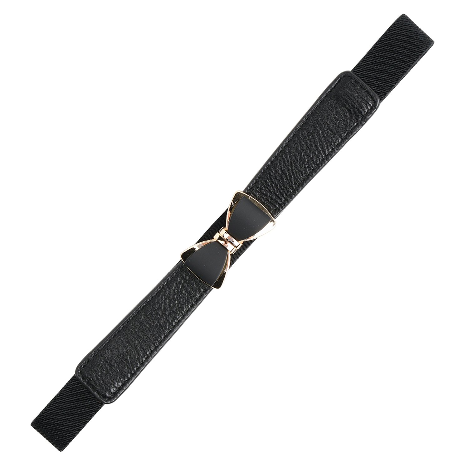 Syuer Womens 1" Width Bow Skinny Elastic Waist Belt Stretchy Belt Thin Belt (S-M (26"-32"), Black)