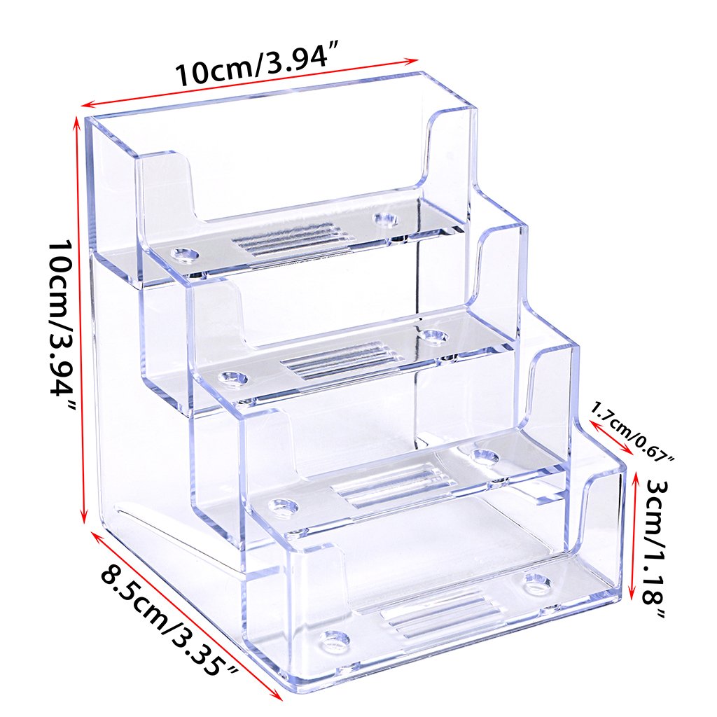 Hipiwe 2 Packs 4-Tier Acrylic Business card Holder Stand Clear Desktop Index Card Filing Card Holder Diaplay