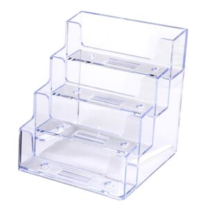 Hipiwe 2 Packs 4-Tier Acrylic Business card Holder Stand Clear Desktop Index Card Filing Card Holder Diaplay