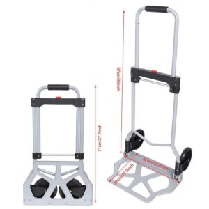 220lbs Portable Heavy Duty Folding Hand Truck Luggage Cart Dolly with 2 Wheels-Black for Travel, Shopping Or Industrial