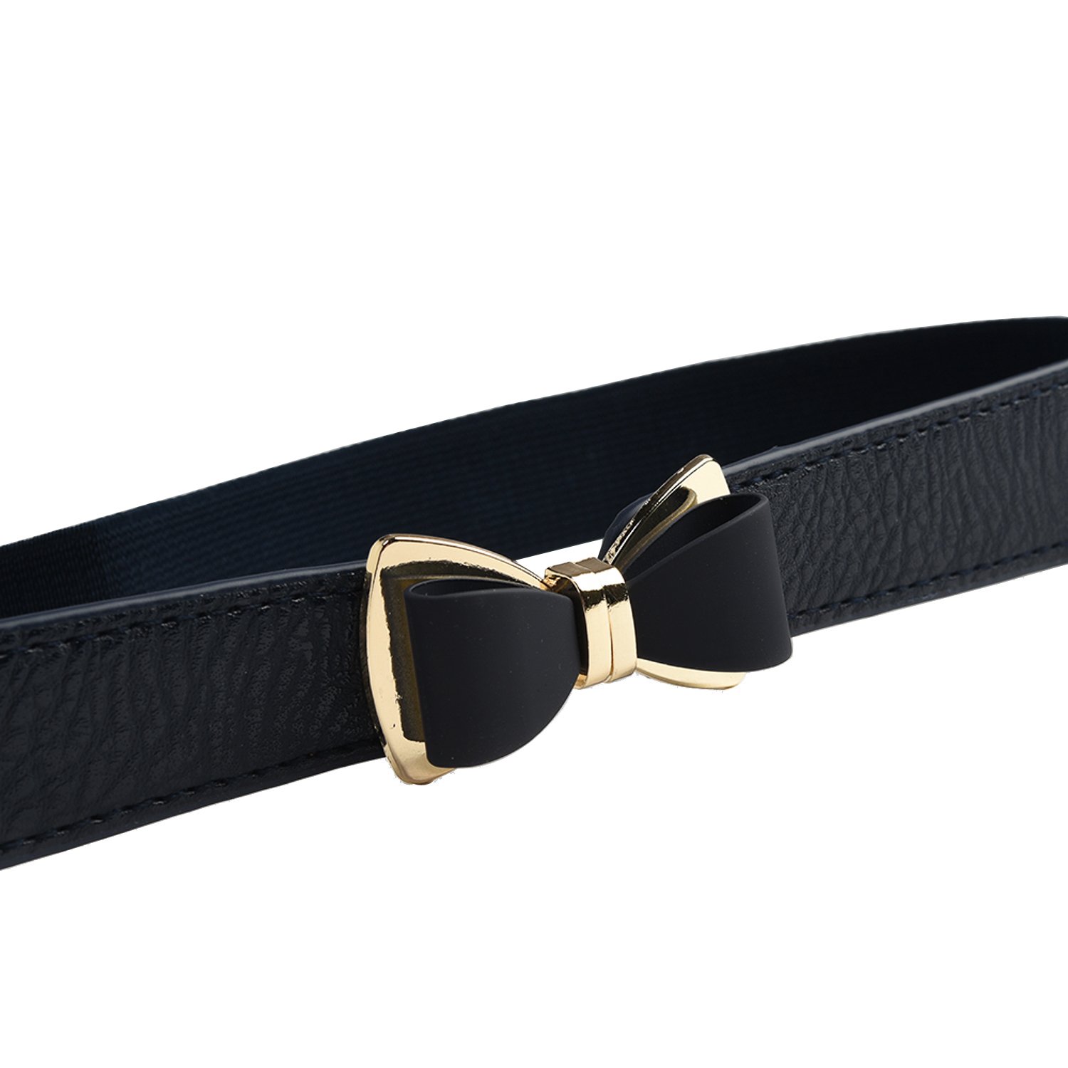 Syuer Womens 1" Width Bow Skinny Elastic Waist Belt Stretchy Belt Thin Belt (S-M (26"-32"), Black)