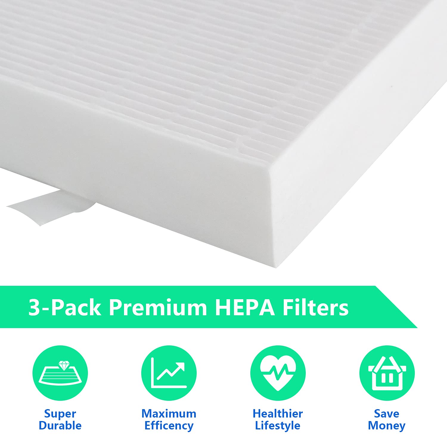 3 Pack True HEPA Filter R Replacement for Honeywell HRF-R2 HRF-R3 Air Purifier, Filter R