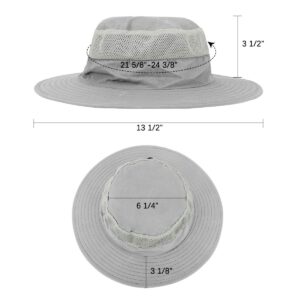 Jane Shine Outdoor Sun Hat Bucket Hats for Women Sun Protection Mesh Cap Quick-Dry UPF 50+ Light Gray