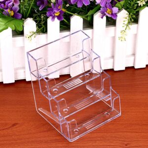 Hipiwe 2 Packs 4-Tier Acrylic Business card Holder Stand Clear Desktop Index Card Filing Card Holder Diaplay