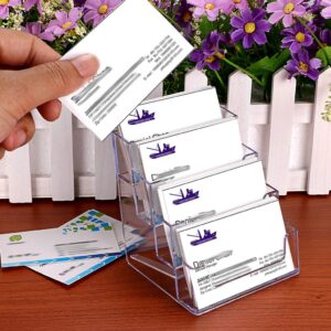 Hipiwe 2 Packs 4-Tier Acrylic Business card Holder Stand Clear Desktop Index Card Filing Card Holder Diaplay